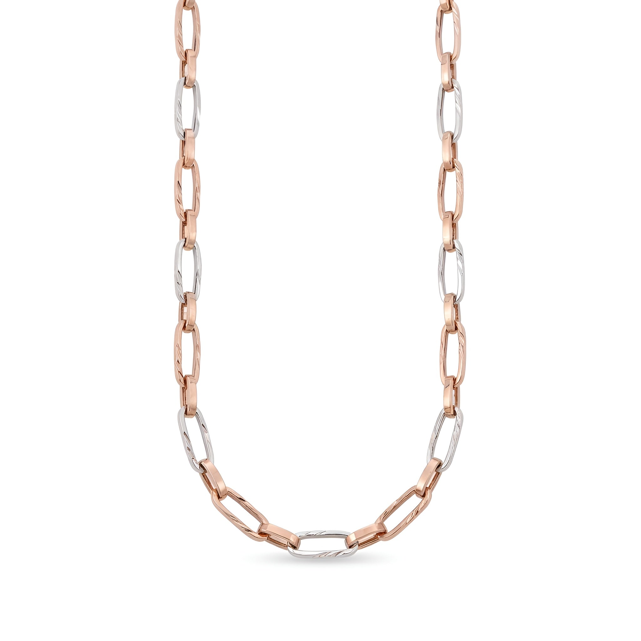 Elegant 18K Rose Gold Chain Necklace – Modern Link Design – Nakrani Gold